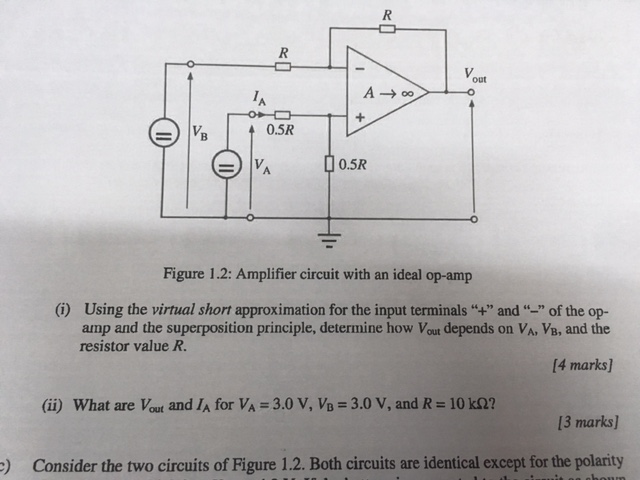 Solved ?_ out 0.5R Figure 1.2: Amplifier circuit with an | Chegg.com