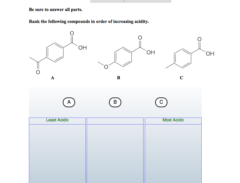 Solved Be sure to answer all parts. Rank the following | Chegg.com Solved Be sure to answer all parts. Rank the following | Chegg.com