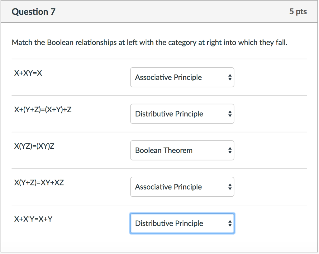 Solved Match the Boolean relationships at left with the | Chegg.com