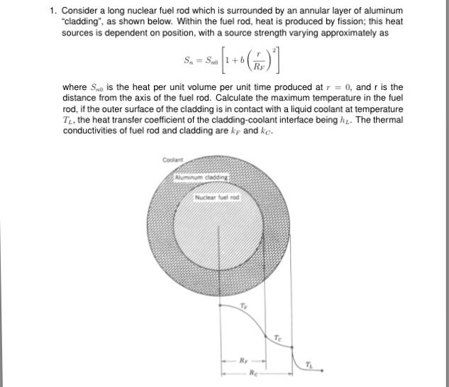 Solved 1. Consider a long nuclear fuel rod which is | Chegg.com