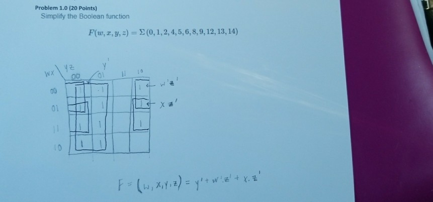 Solved Problem 10 20 Points Simplify The Boolean Function 7588