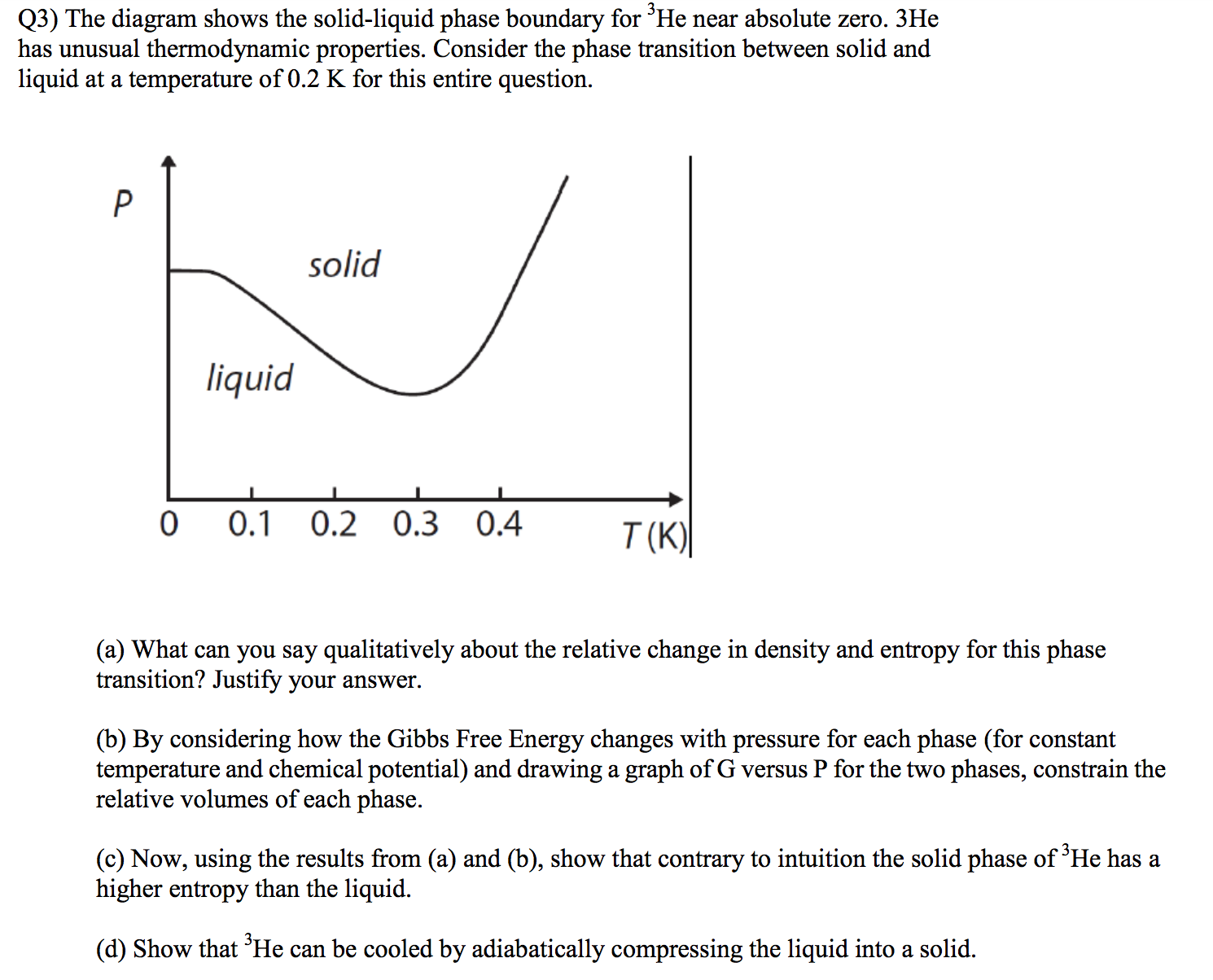 Solved The diagram shows the solid-liquid phase boundary | Chegg.com