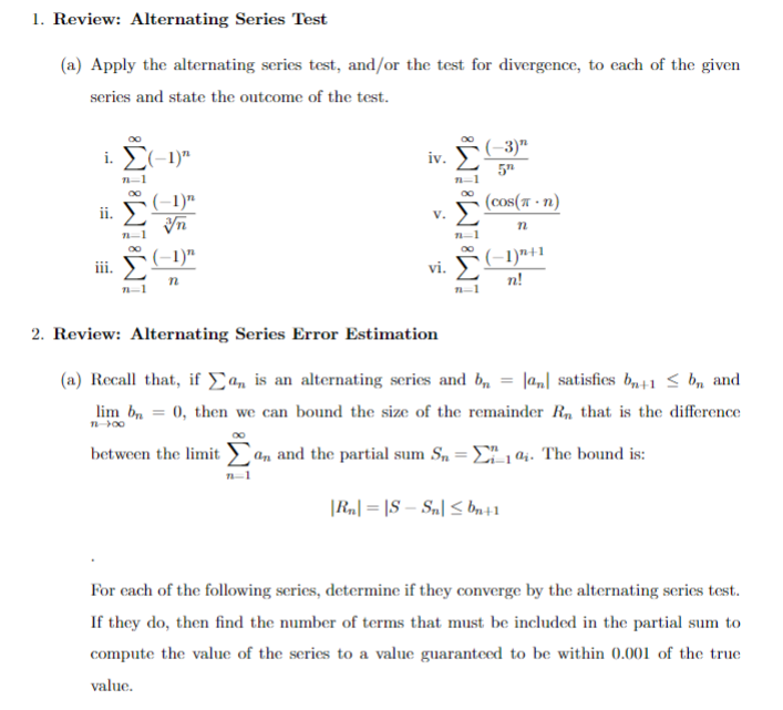 Alternating Series Test