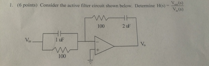 Solved Consider the active filter circuit shown below. | Chegg.com