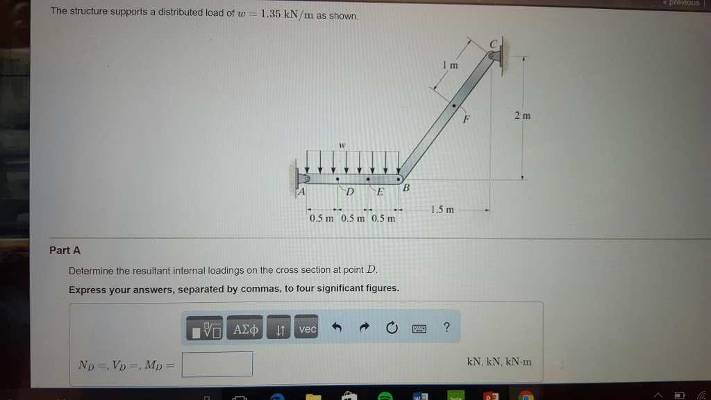 Solved The structure supports a distributed load of omega = | Chegg.com