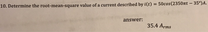 Solved Determine the root-mean-square value of a current | Chegg.com