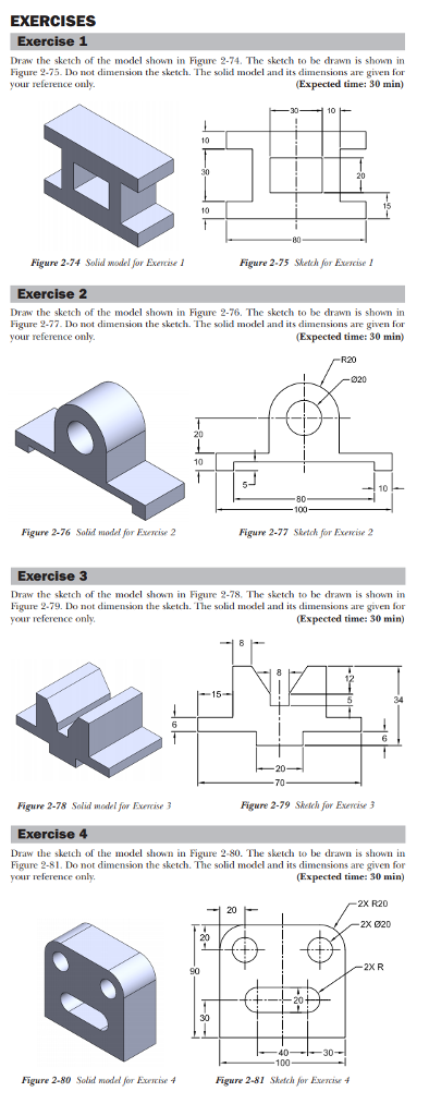 Solved SImple Solidworks problems. Draw the following FOUR | Chegg.com