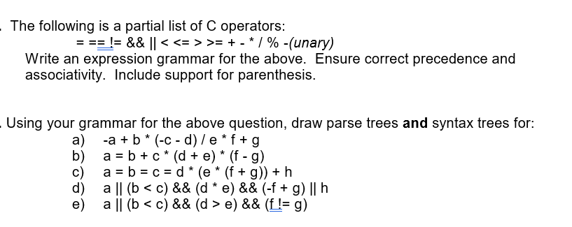 Solved if you already know the expression grammer and dont | Chegg.com