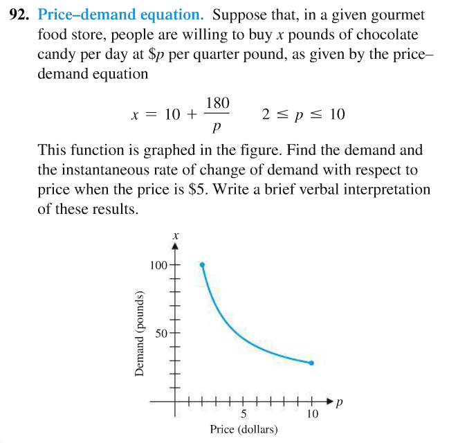 Solved 92. Price-demand equation. Suppose that, in a given | Chegg.com