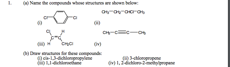 Solved (a) Name the compounds whose structures are shown | Chegg.com