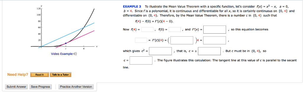 Solved To illustrate the Mean Value Theorem with a specific | Chegg.com