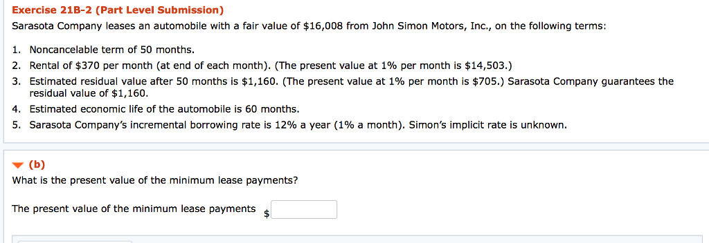Solved Exercise 21B-2 (Part Level Submission) Sarasota | Chegg.com