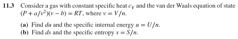 Solved Consider a gas with constant specific heat cy and the | Chegg.com