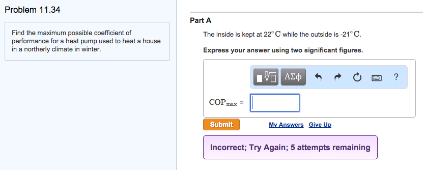 Solved Find the maximum possible coefficient of performance | Chegg.com