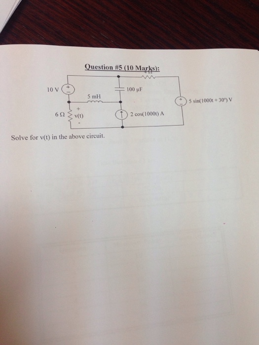 Solved Solve for v(t) in the above circuit. | Chegg.com