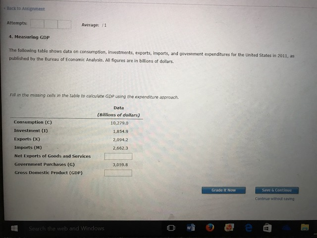 Solved s Back to Assignment Attempts: 4. Measuring GDP The | Chegg.com