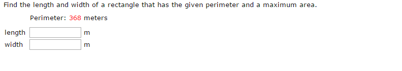 Solved Find the length and width of a rectangle that has the | Chegg.com