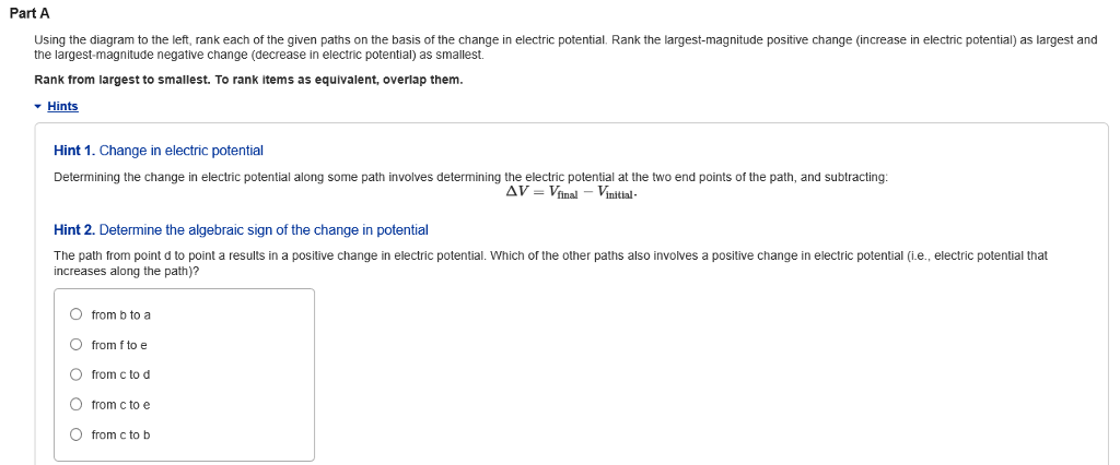 Solved Change in Electric Potential Ranking Task In the | Chegg.com