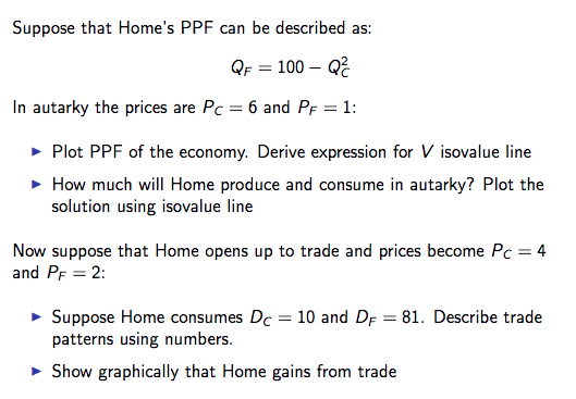 Suppose that Home's PPF can be described as: =100-9 | Chegg.com