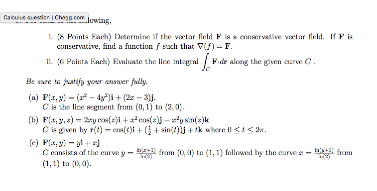 Solved i. Determine if the vector field F is a conservative | Chegg.com