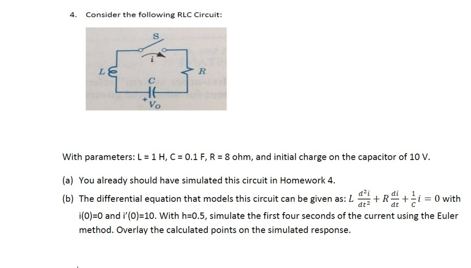 Solved Consider The Following Rlc Circuit With Parameters