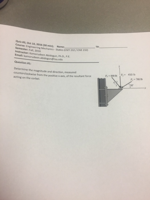 Solved Determine The Magnitude And Direction Measured
