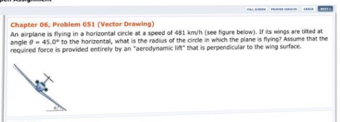 Solved An airplane is flying in a horizontal circle at a | Chegg.com