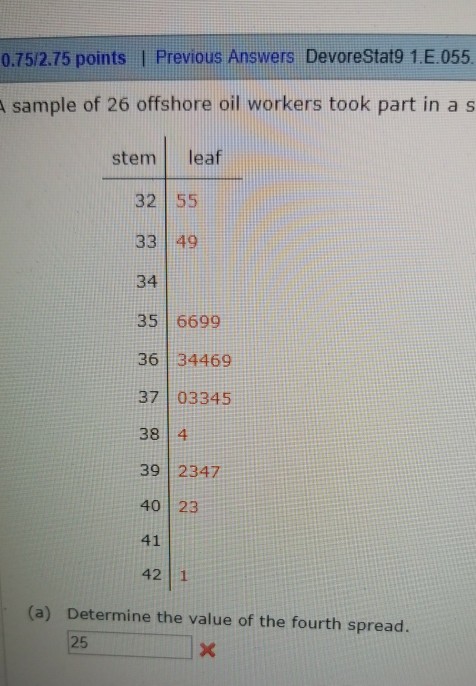 Solved 0.75/2.75 points I Previous Answers DevoreStat9 | Chegg.com