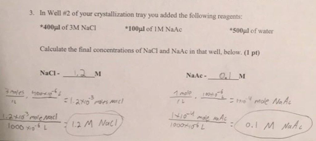 Solved In Well #2 of your crystallization tray you added the | Chegg.com