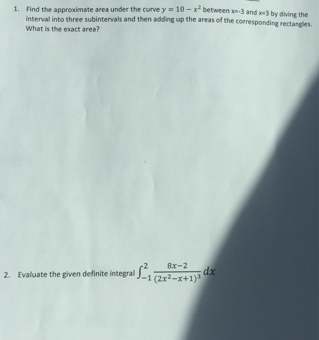 Solved Find the approximate area under the curve y = 10-2 | Chegg.com