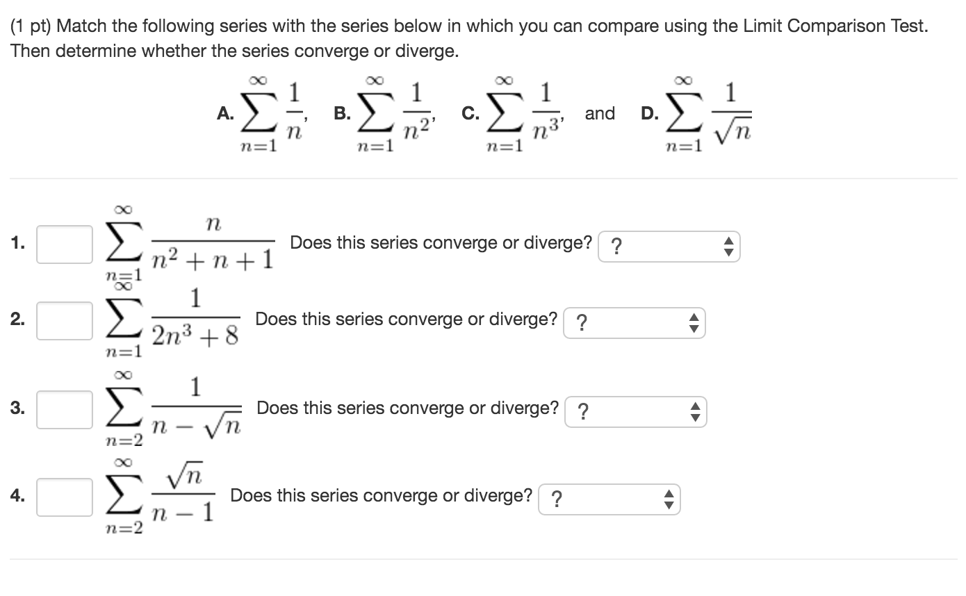 Solved Match the following series with the series below in | Chegg.com