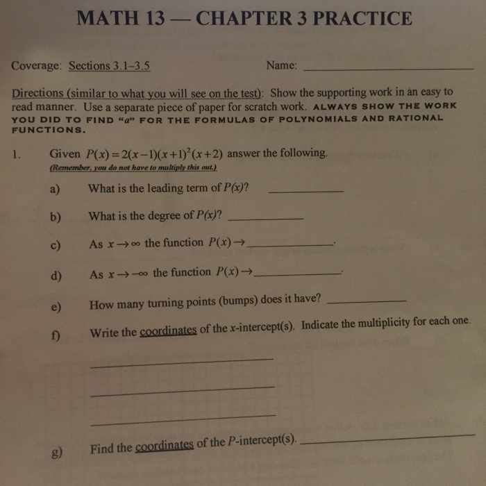 Solved Show the supporting work in an easy to read manner. | Chegg.com