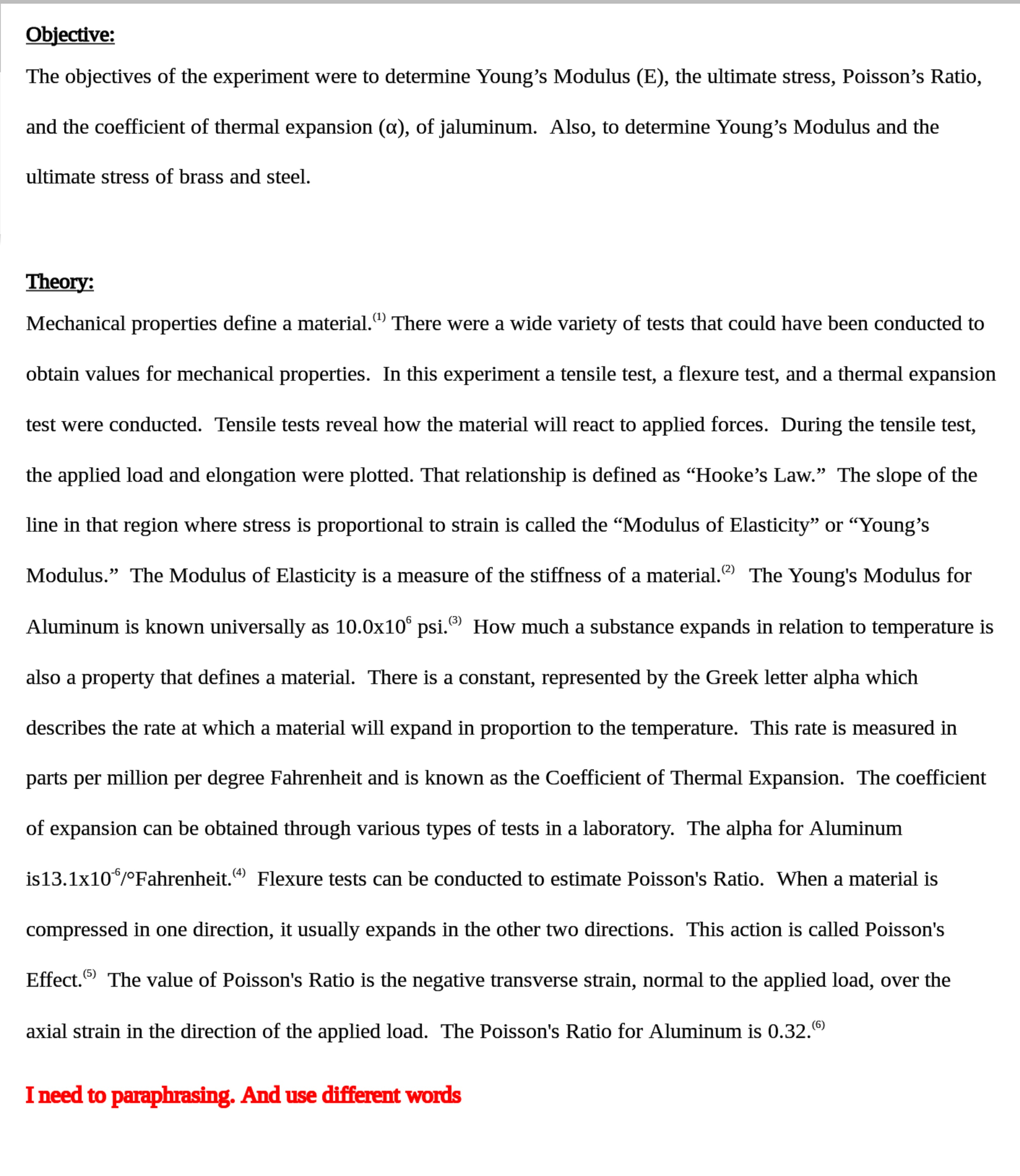 Solved Objective The Objectives Of The Experiment Were To 