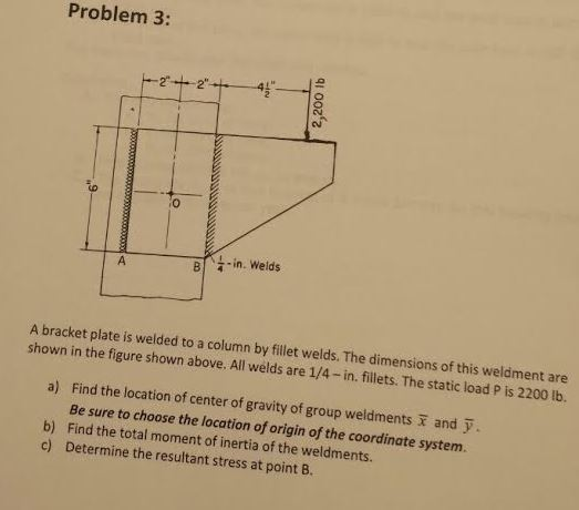 Solved Problem 3: A B n. Welds A bracket plate is welded to | Chegg.com