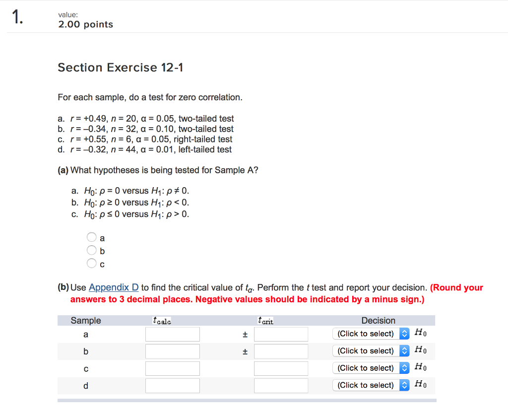 Solved 1. 200 points value Section Exercise 12-1 For each | Chegg.com