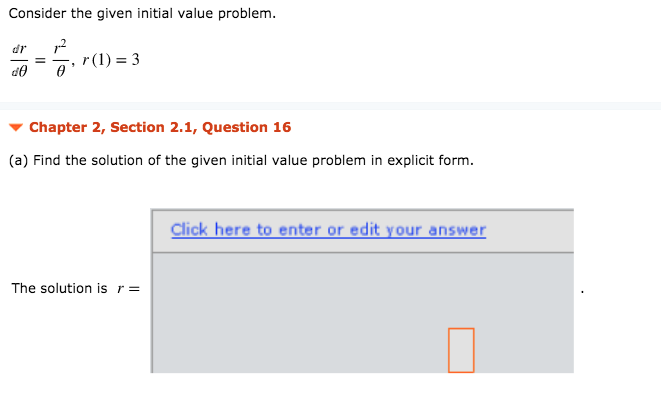 Solved Consider the given initial value problem. dr 2 | Chegg.com