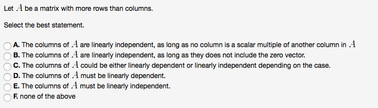 Solved Let A be a matrix with more rows than columns. | Chegg.com