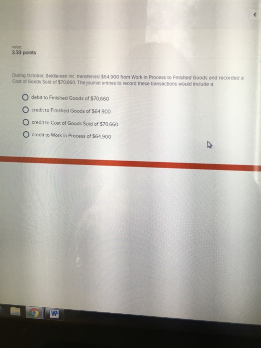 Solved During October Beidleman inc. transferred $64,900 | Chegg.com