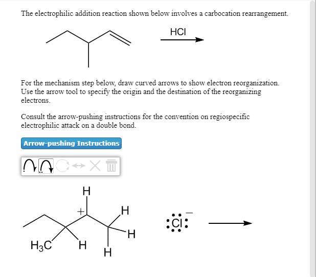 Solved The electrophilic addition reaction shown below | Chegg.com