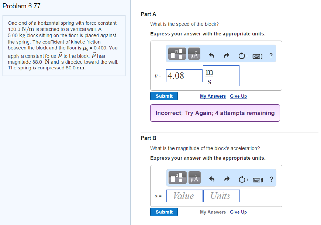Solved One end of a horizontal spring with force constant | Chegg.com