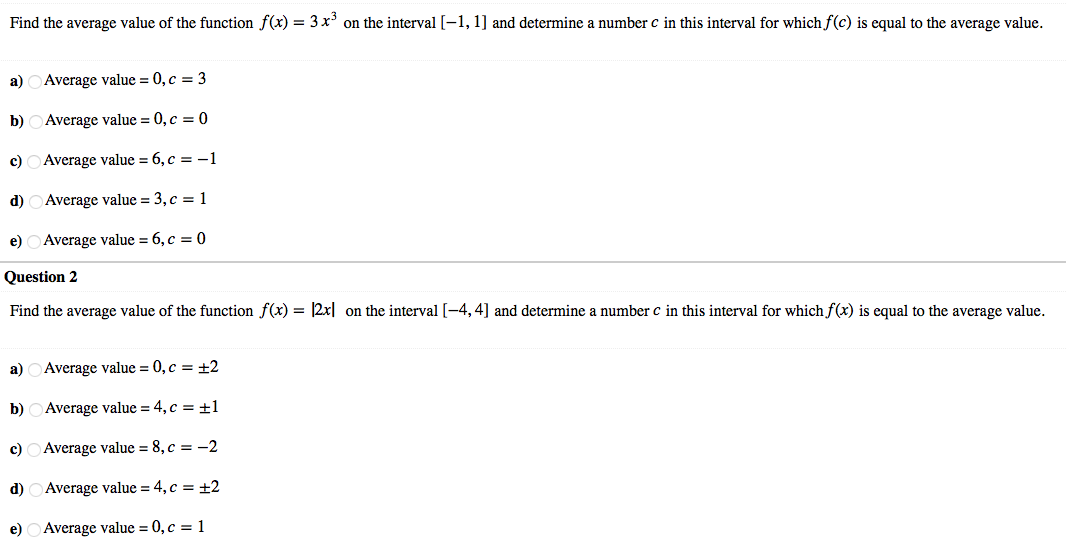 Solved Find the average value of the function f(x) = 3x^3 on | Chegg.com