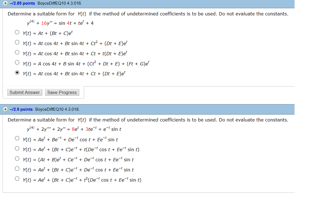 Solved -12.85 points BoyceDiffEQ10 4.3.016. Determine a | Chegg.com