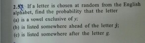 Solved If a letter is chosen at random from the English | Chegg.com