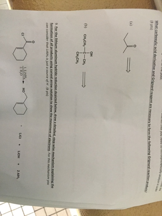 Solved What carboxylic acid derivative and Grignard reagent | Chegg.com
