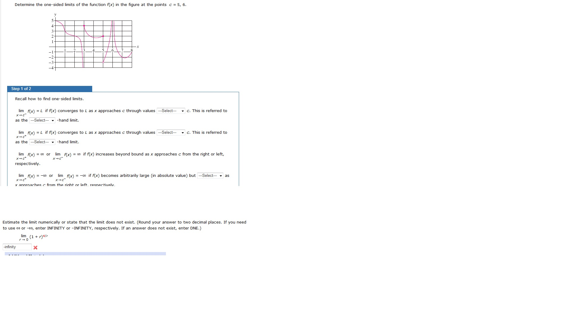 Solved Determine The One Sided Limits Of The Function F X