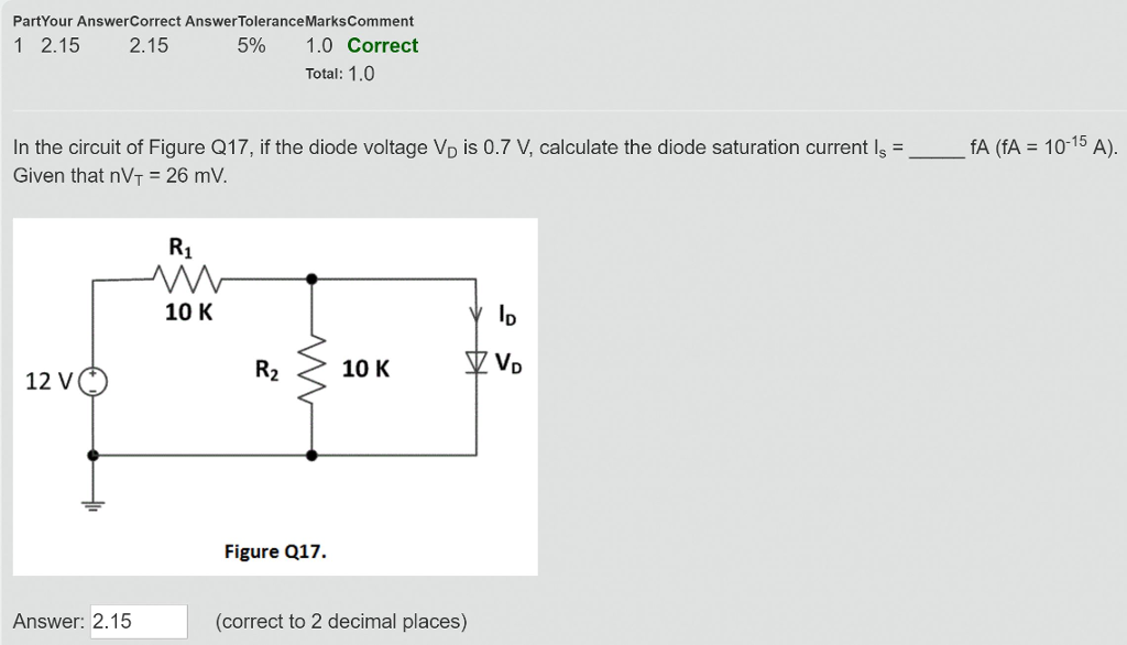 Solved In the circuit of Figure Q17, if the diode voltage | Chegg.com