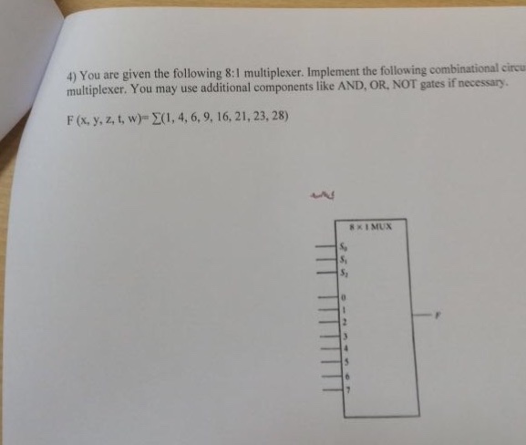Solved You are given the following 8:1 multiplexer. | Chegg.com