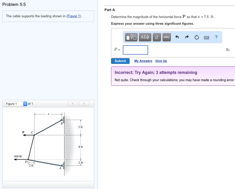 Solved Problem 5.5 Part A The cable supports the loading | Chegg.com