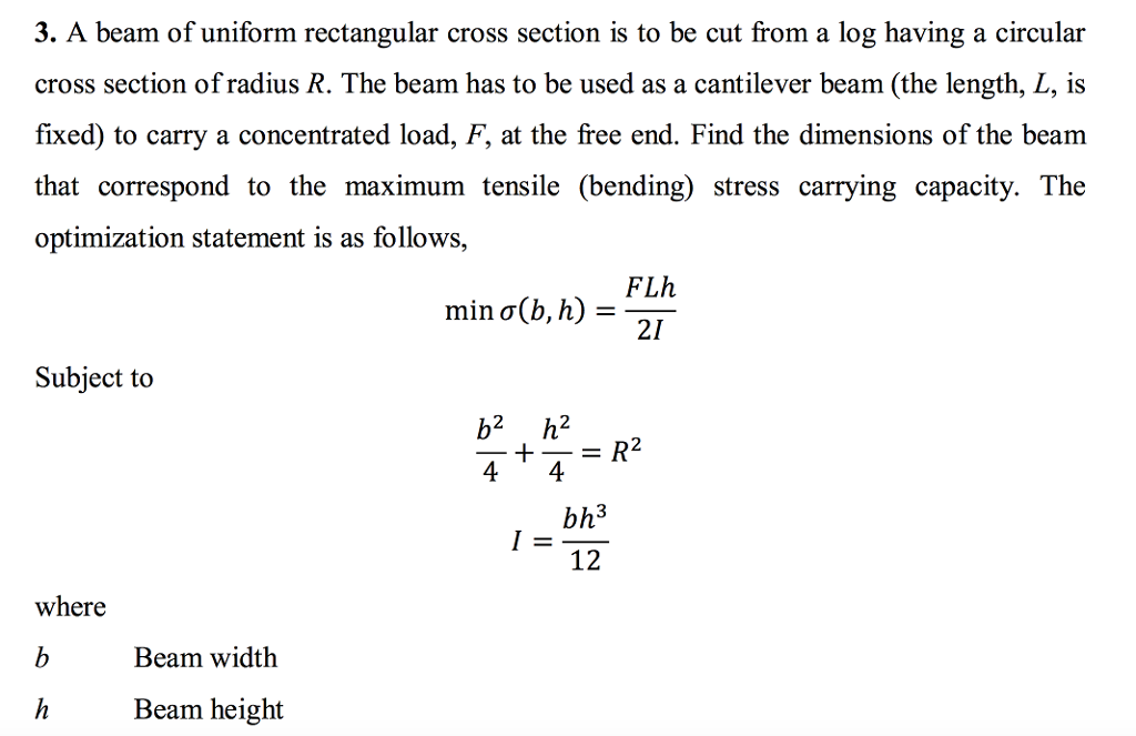 Solved A beam of uniform rectangular cross section is to be | Chegg.com