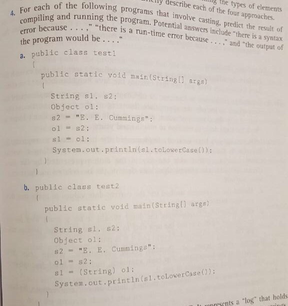 Solved For each of the following programs that involve | Chegg.com